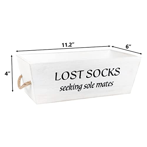 Lost Socks Basket for Laundry Room β White Laundry Basket, Wooden Farmhouse Laundry Hamper, Sock Bin, Laundry Room Storage Baskets for Shelves, Sock Basket from UpTrend Design