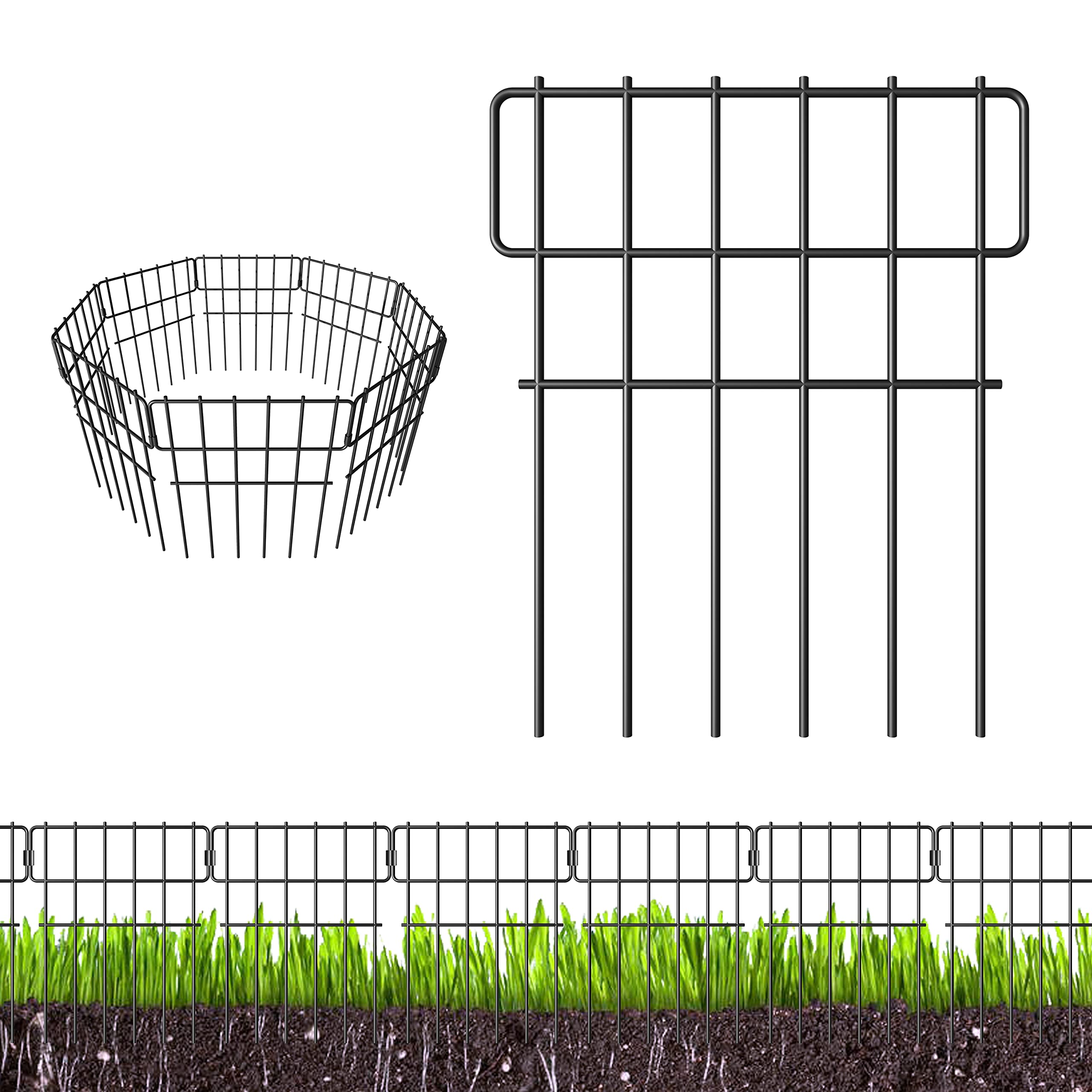 24 Pack Decorative Garden Fence Total 17in(H) x 27ft(L) No Dig Fencing, Rustproof Metal Wire Border Animal Barrier for Dogs and Rabbits, Flower Edging for Yard Landscape Patio Outdoor Decor