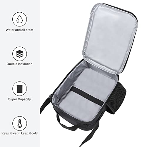 Insulated Lunch Box for Girls Boys, Leakproof Portable Lunch Bags with Adjustable Shoulder Strap and Side Pocket, Durable Reusable Cooler Tote Bag for Beach/Picnic/Office/Collega (Fire Baseball)