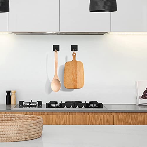 LJLink Self Adhesive Towel Hooks Matte Black Modern Coat Hook 2 Pack Stainless Steel Wall Hooks Round Utility Shower Towel Hanger for Kitchen Home Storage Bathroom