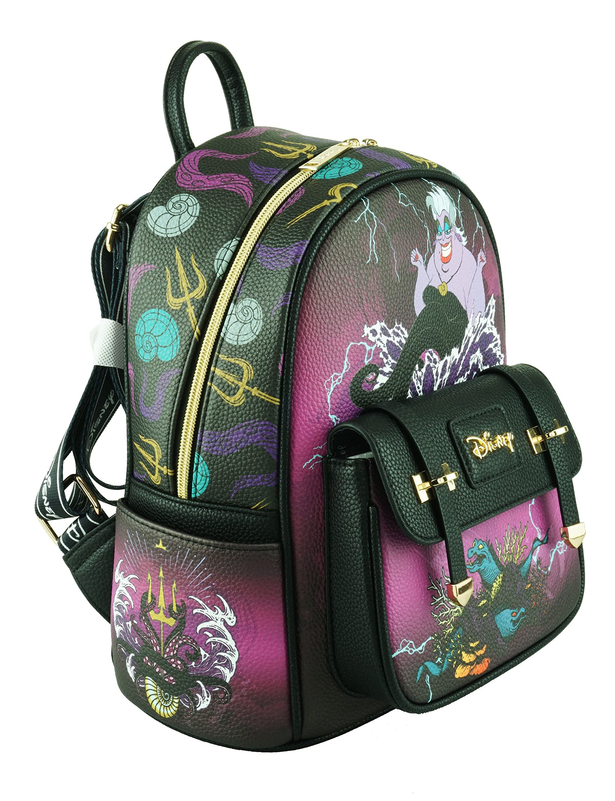 Wondapop Disney Ursula 11" Vegan Leather Fashion Mini Backpack