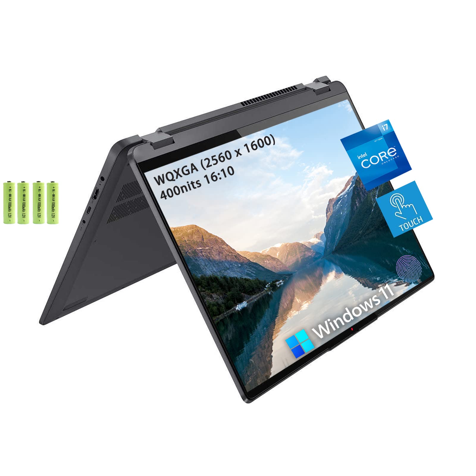 Lenovo 2023 Flex 5 16" 2.5K WQXGA (2560 x 1600) 2-in-1 Touchscreen Laptop, 12th Gen Intel 10-Core i7-1255U, 16GB RAM, 1TB PCIe SSD, Backlit KB, Fingerprint, WiFi 6, BT 5.0, Windows 11, w/Battery