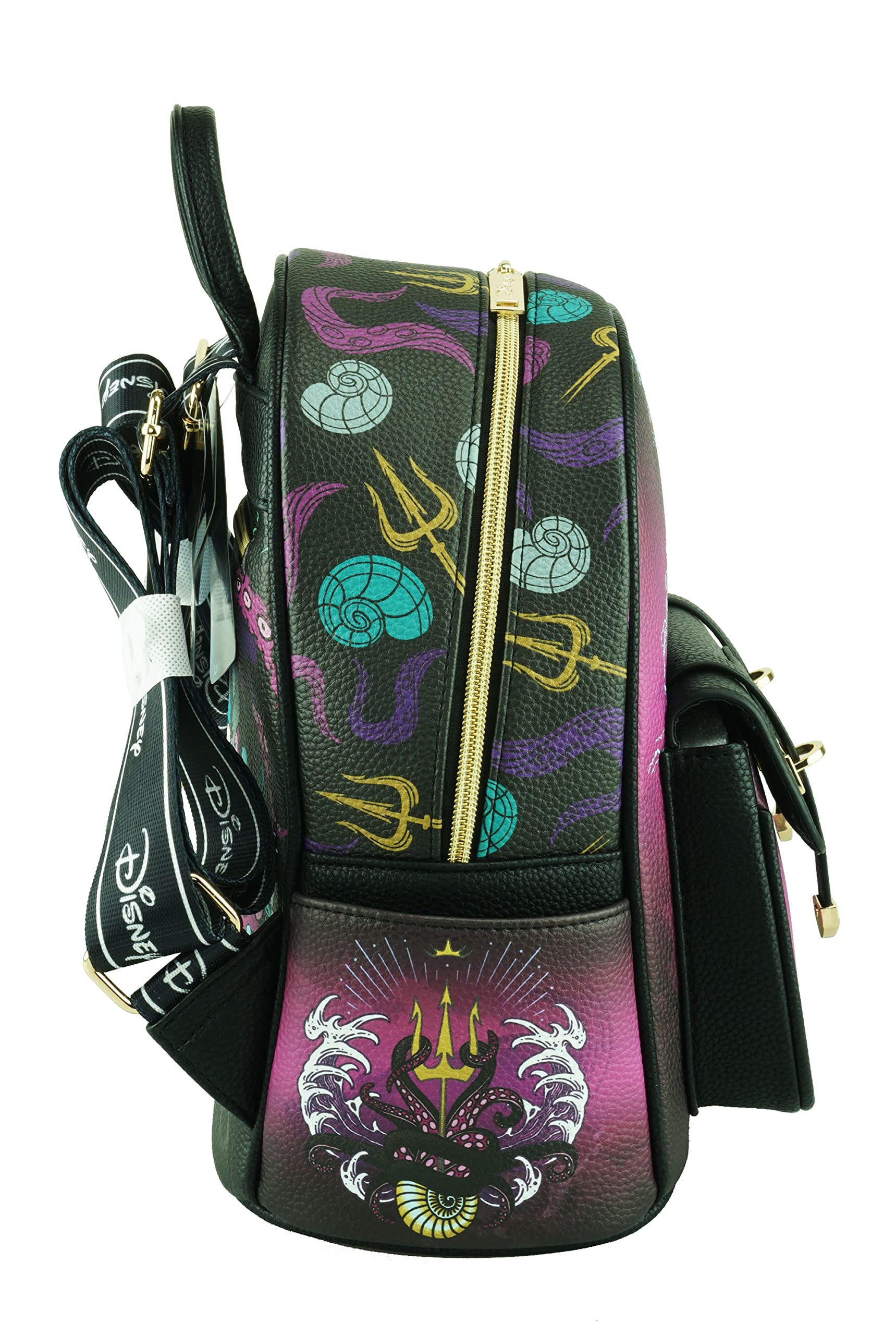 Wondapop Disney Ursula 11" Vegan Leather Fashion Mini Backpack