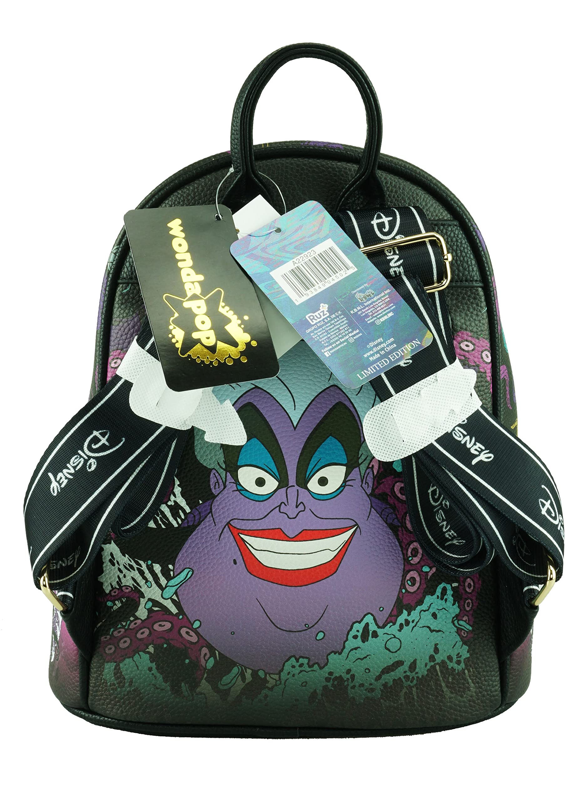 Wondapop Disney Ursula 11" Vegan Leather Fashion Mini Backpack