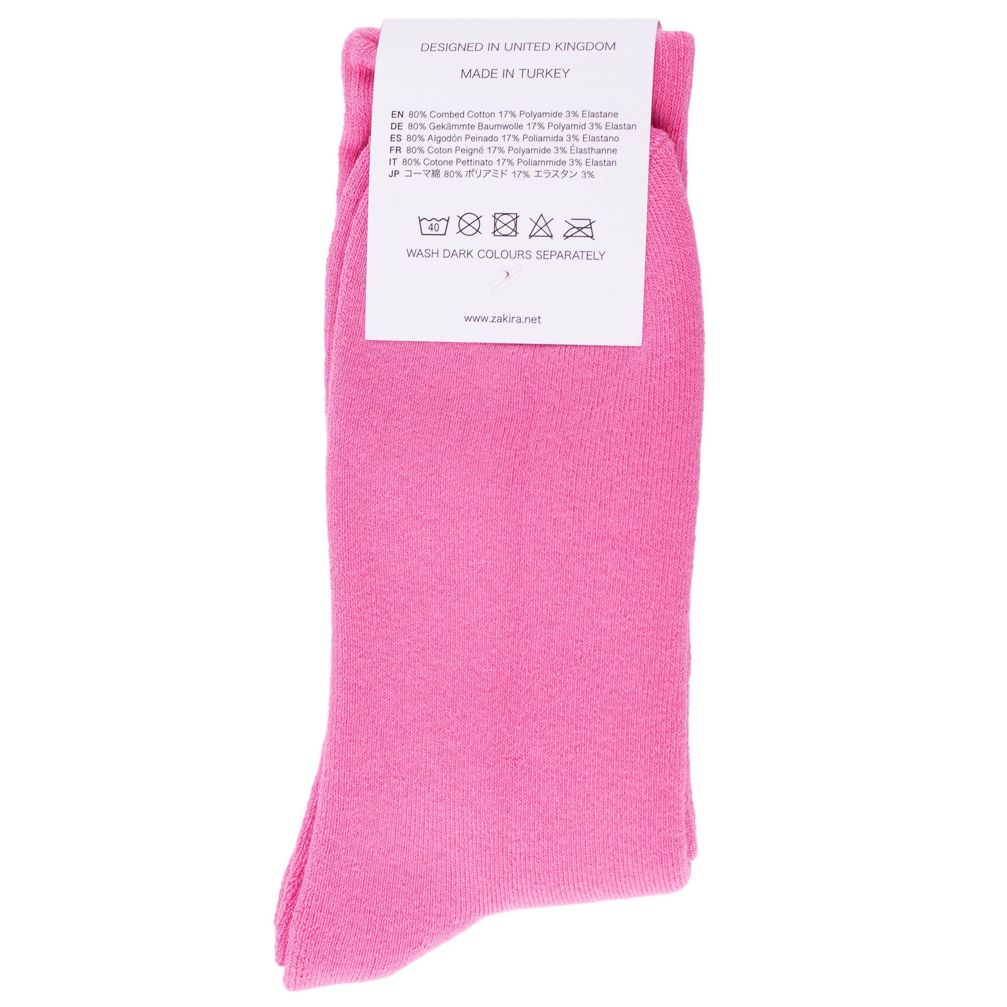 ZAKIRA Finest Combed Cotton Terry Lined Athletic Sports Crew Socks for Men, Women, 6-9 (US), Pink