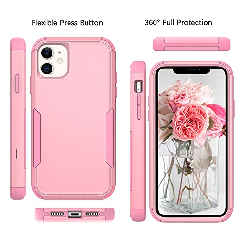 BENTOBEN iPhone 11 Case, Phone Case iPhone 11, Heavy Duty 3 in 1 Full Body Rugged Shockproof Hybrid Hard PC Soft TPU Bumper Drop Protective Girls Women Boy Men Covers for iPhone 11 6.1", Pink Design