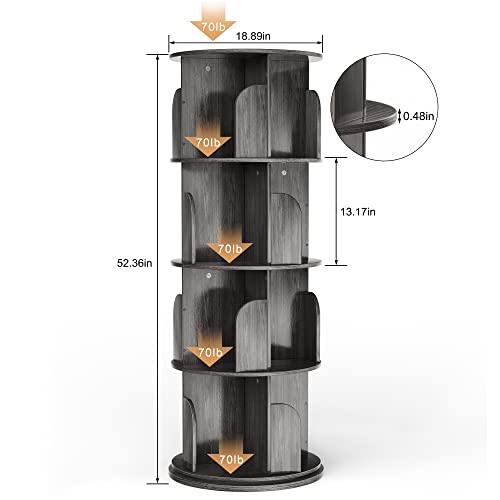 LAZEYARD Rotating Bookshelf, Rotating Bookshelf Tower for Small Space, 360 Display 4 Tier Floor Standing Storage Rack, Wood Narrow Book Shelf for Bedroom, Living Room