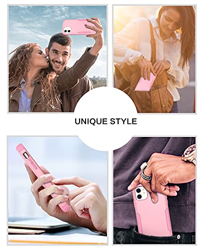 BENTOBEN iPhone 11 Case, Phone Case iPhone 11, Heavy Duty 3 in 1 Full Body Rugged Shockproof Hybrid Hard PC Soft TPU Bumper Drop Protective Girls Women Boy Men Covers for iPhone 11 6.1", Pink Design