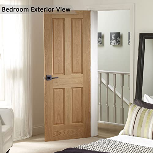 HBL' 2 Pack | Black Interior Door Handles Heavy Duty - Privacy Door Knobs for Bedroom & Bathroom | Made of Zinc Alloy | Fits Door Panel Thickness 1-3/8" to 1-3/4".