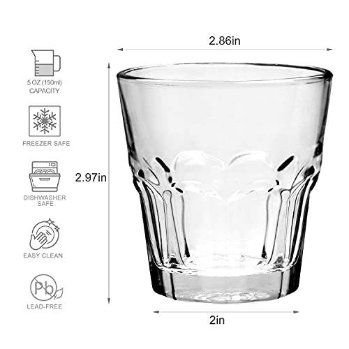 Rock Bar Stackable Beverage Glasses β Set Of 8 Dishwasher Safe Drinking Glasses For Soda, Juice, Milk, Coke, Beer, Spirits β 5oz Durable Tempered Glass Water Tumblers For Daily Use