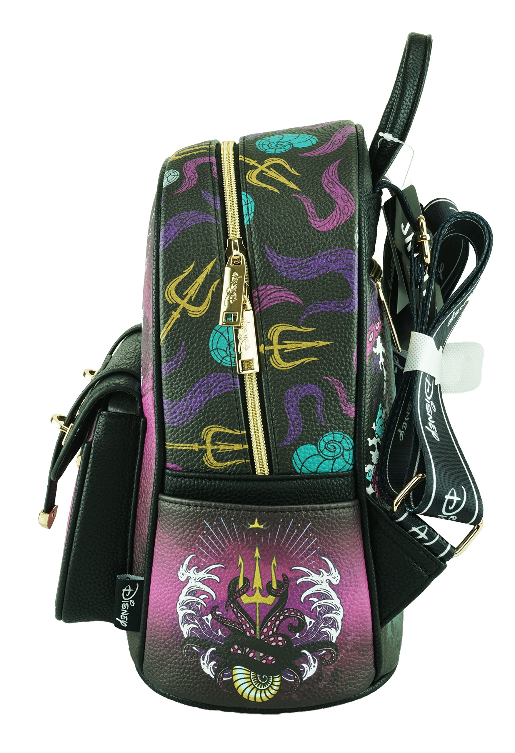 Wondapop Disney Ursula 11" Vegan Leather Fashion Mini Backpack