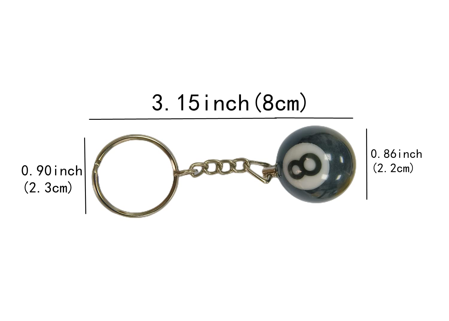 MauSong 8 Ball Keychain Creative Key Chain Diameter 0.98 In Pendant Decorative Small Pendant Creative Key Chain