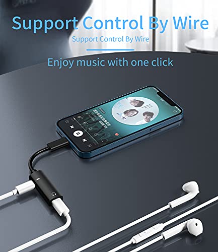 Headphone Adapter for Lightning Double to Audio Jack and Charger Earphone Charging Splitter for iPhone 11 12 Mini pro max xs xr x se 7 8 Plus for ipad air Connector Converter for Apple MFI Certified