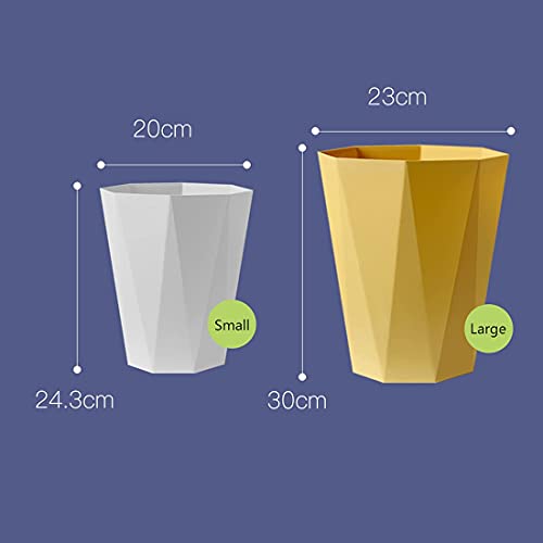 Qinlee Spruce Sleek and Stylish Polygonal Plastic Small Wastebasket Trash Can for Bedroom, Living Room, Home Office, Children's Room Garbage Container Bin(Mustard Yellow,L/9"x11.8")