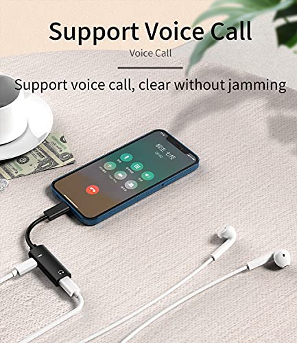 Headphone Adapter for Lightning Double to Audio Jack and Charger Earphone Charging Splitter for iPhone 11 12 Mini pro max xs xr x se 7 8 Plus for ipad air Connector Converter for Apple MFI Certified