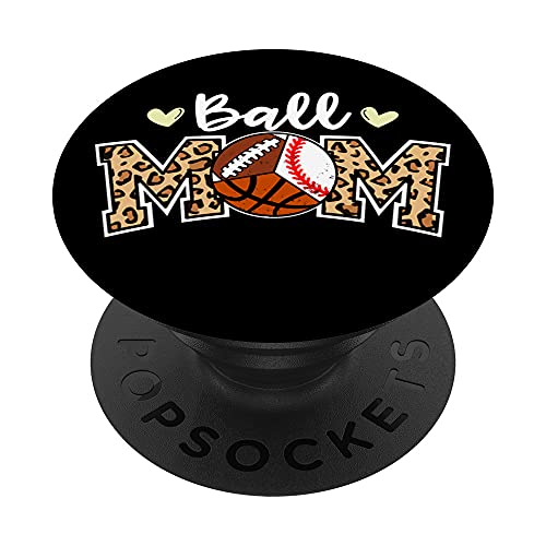 Ball Mom Leopard Baseball Basketball Football Player Mom PopSockets Swappable PopGrip