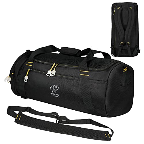 Gym Duffle Backpack for Men Women with Shoes Compartment,Travel Weekender Carry-On Bags with Detachable Back Pack Straps,Water Resistant Rucksack Daypack for Traveling Overnight Climb Sports,Yellow
