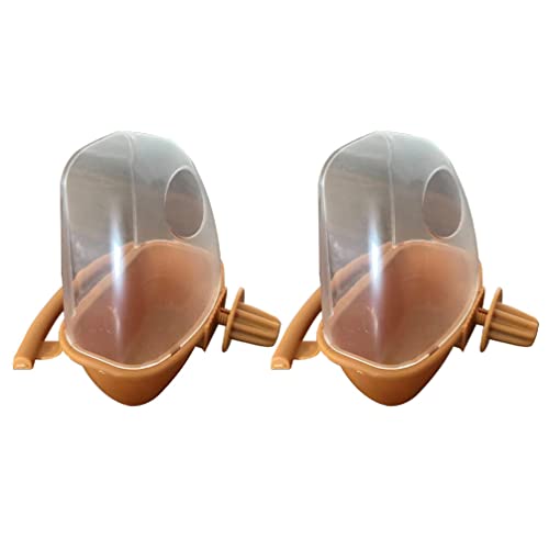 POPETPOP 2pcs Food Water Bird Cup Hooded Bird Cage Plastic Cup Bird Food Bowl Cups Bird Waterer Food Feeder Dispenser