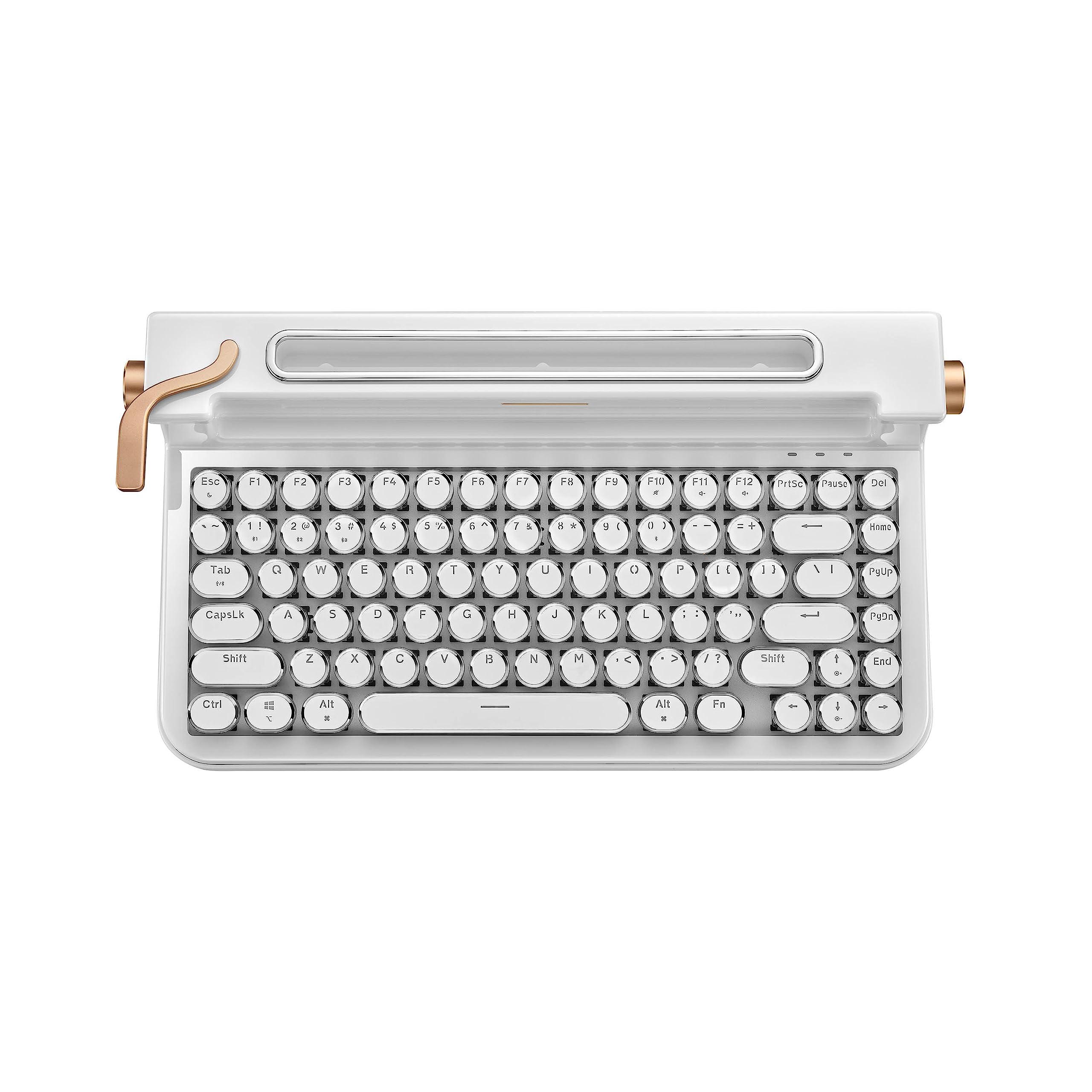 FINEDAY Keyboard 3.0, Blue Switch, Retro Mechanical Keyboard, Typewriter Designed, Bluetooth 5.0 & USB up to 4 Devices, for Desktop PC/Laptop Mac/Phone (83 ABS Keycap - White)