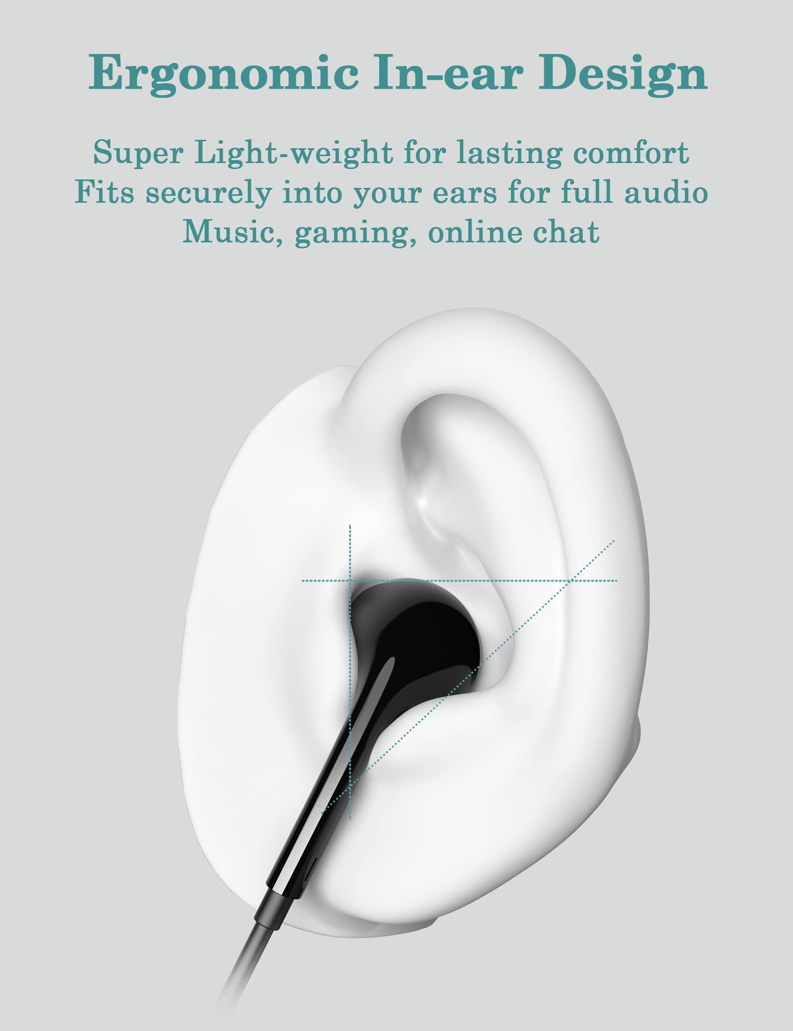DUKABEL USB Wired Earbuds, USB Headphone with Mic for PC/ PS4/ PS5, 6FT in-Ear Stereo Earphones Headsets with Volume Control for Office Live Broadcast Gaming