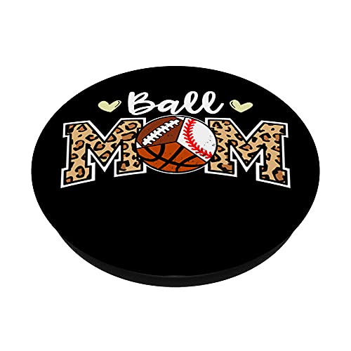 Ball Mom Leopard Baseball Basketball Football Player Mom PopSockets Swappable PopGrip