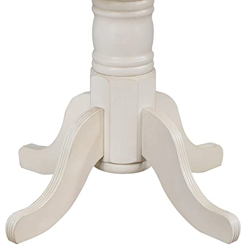 Sunset Trading Oakley Selections 42" Round Extendable Drop Leaf Table | Antique White/Light Oak Solid Wood| Seats 4 | Dining Room Kitchen Furniture