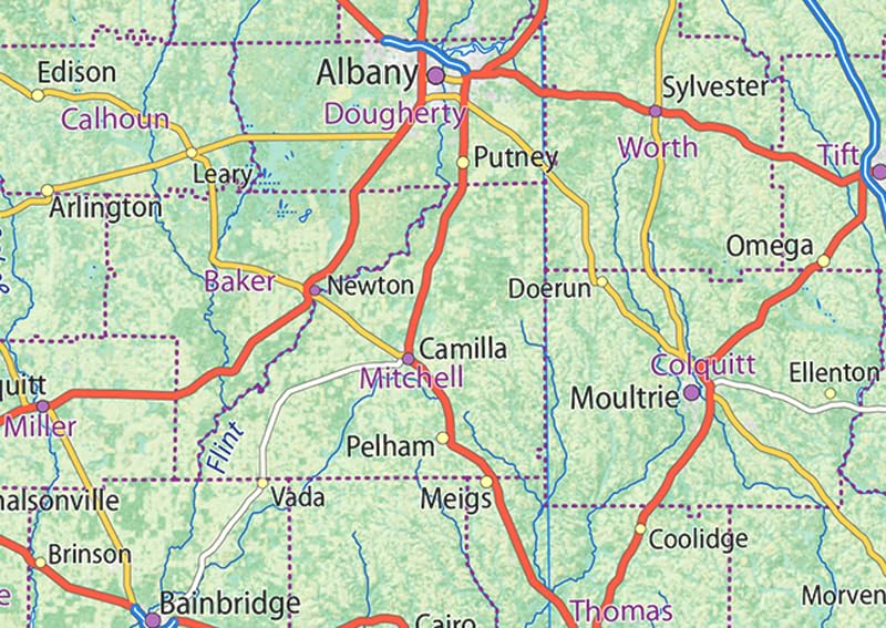 Georgia State Poster Map - 16.5 x 20.4 Inches - Paper Laminated