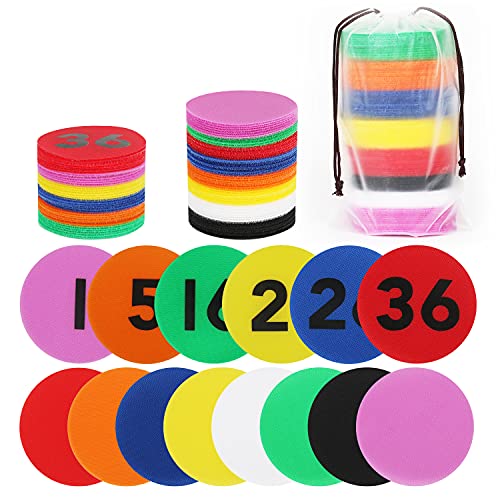 Carpet Markers Dots Spots for Classroom 92 PCS - 56 Multicolored Carpet Markers + 36 Number Spot Dots, Carpet Circles Floor Dots Spots for Kids, Teachers, Preschool & Kindergarten, Education Supplies