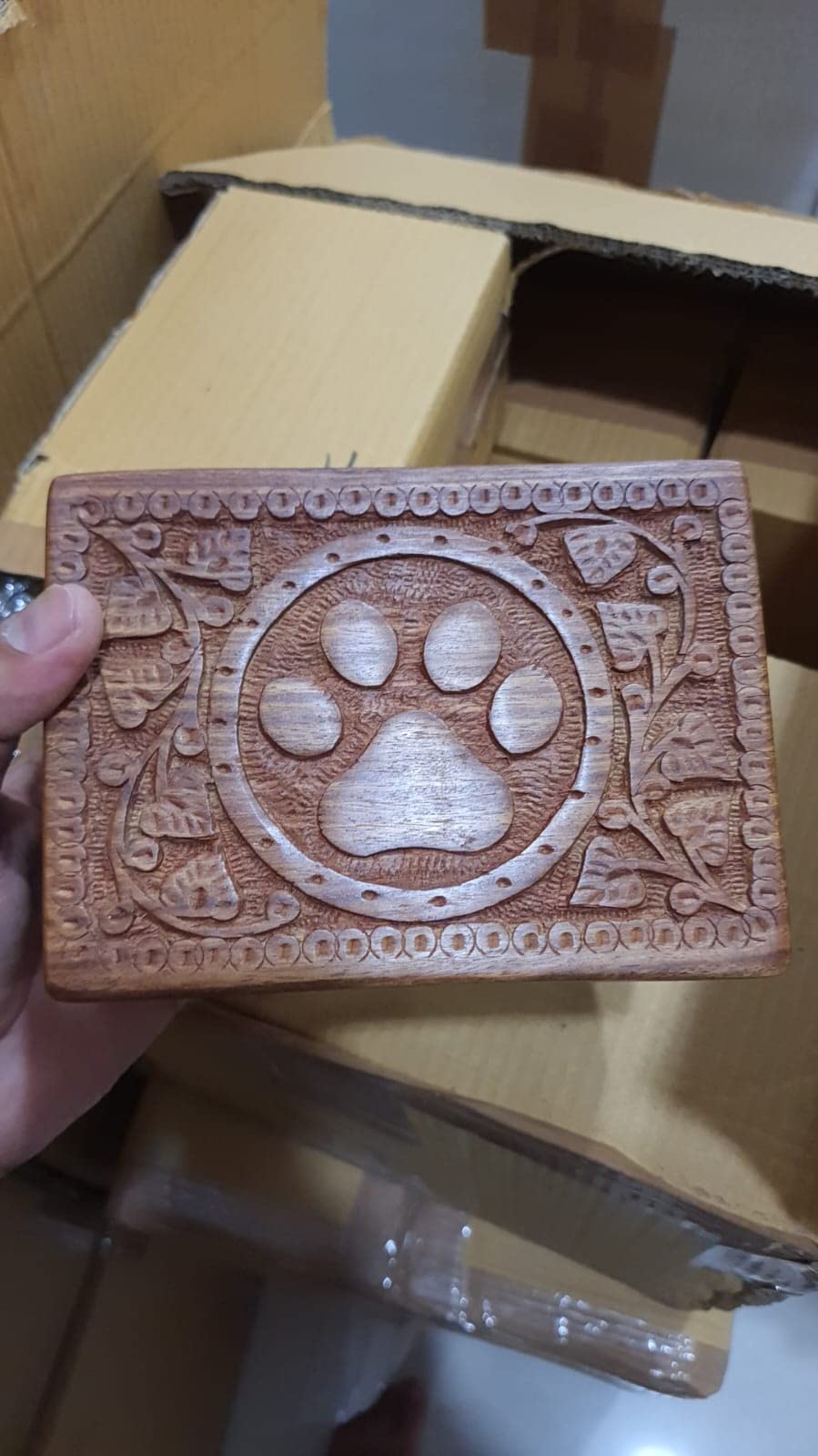 Wooden Pet Memorial Cremation Urns for Ashes Pet Urn Wood Keepsake Paw Box Urns for Cat Dogs Ashes | Cat Memorials