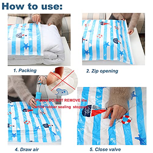 Vacuum Storage Bags Space Saving Bags for Comforters Clothes Pillow Bedding Blanket Storage, Free Travel Hand Pump Included, Double Zip Lock Seal & Leak Valve (4 Pack Medium - 28 * 20 inches)