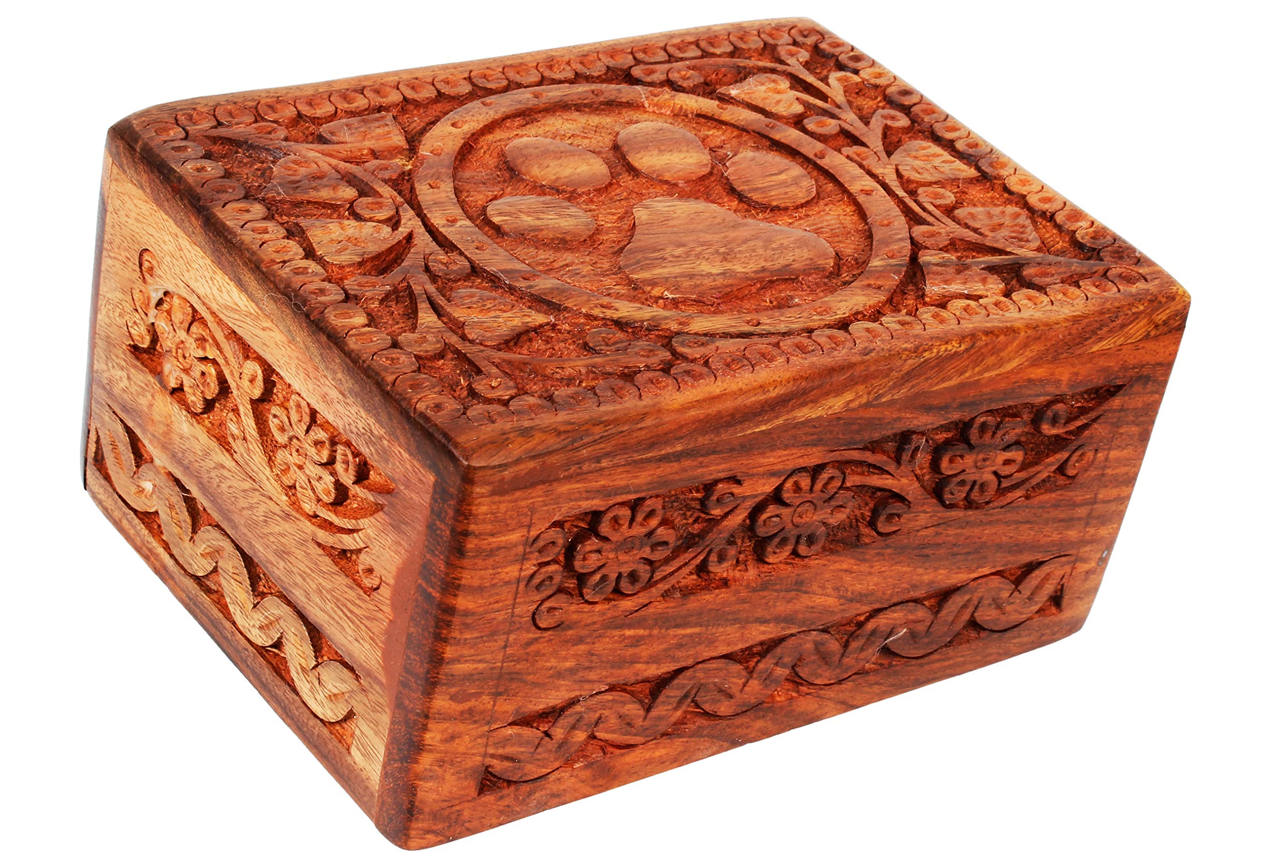 Wooden Pet Memorial Cremation Urns for Ashes Pet Urn Wood Keepsake Paw Box Urns for Cat Dogs Ashes | Cat Memorials