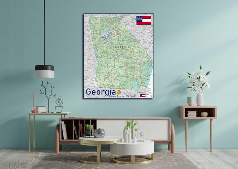 Georgia State Poster Map - 16.5 x 20.4 Inches - Paper Laminated