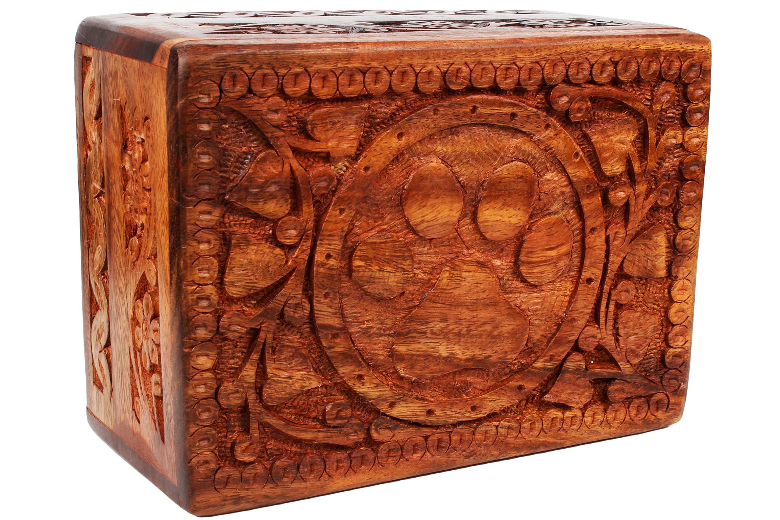 Wooden Pet Memorial Cremation Urns for Ashes Pet Urn Wood Keepsake Paw Box Urns for Cat Dogs Ashes | Cat Memorials