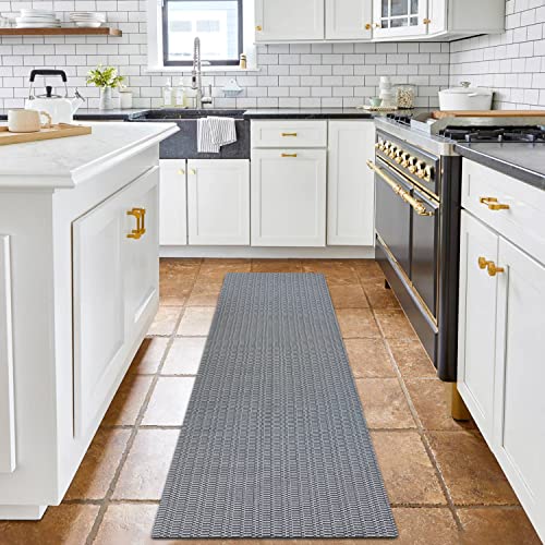 IOHOUZE Boho Kitchen Runner Rug -2'x6' Cotton Woven Indoor Outdoor Carpet Rugs Mats,Dark Grey Runners for Hallways, Machine Washable Runner Rug for Kitchen Bedroom Living Room Laundry Entryway