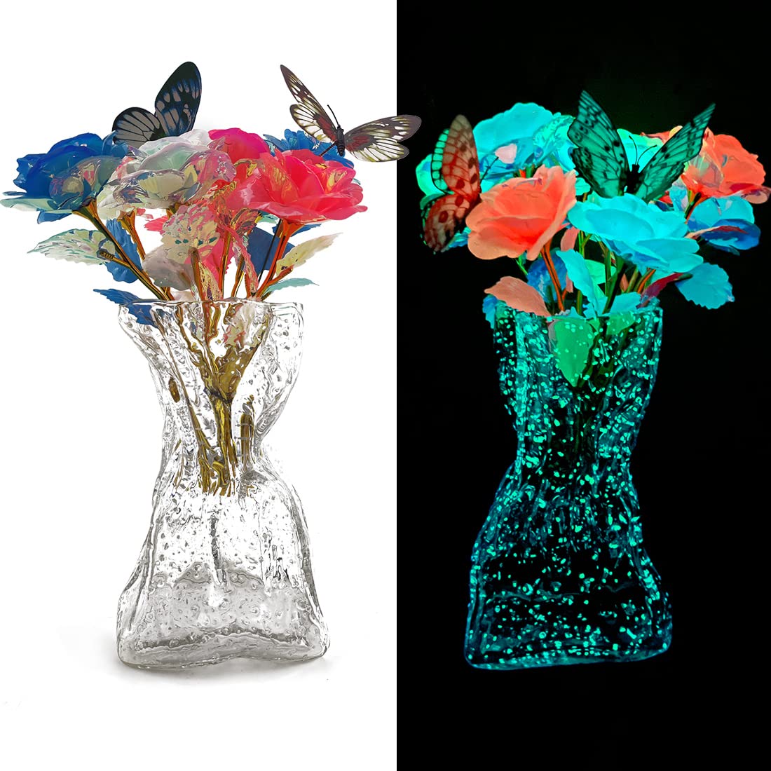 NBHUZEHUA Luminous Glass Vases & Faux Flower Bud Vase Centerpieces Wedding Reception Decorations Birthday Gifts Women
