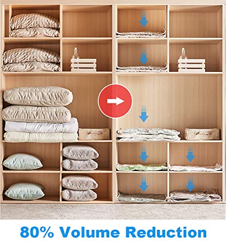 Vacuum Storage Bags Space Saving Bags for Comforters Clothes Pillow Bedding Blanket Storage, Free Travel Hand Pump Included, Double Zip Lock Seal & Leak Valve (4 Pack Medium - 28 * 20 inches)