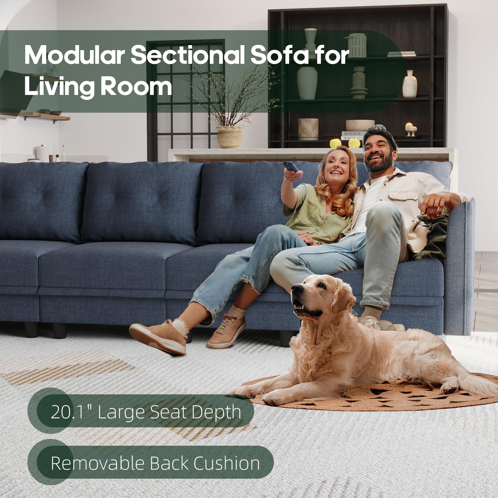 LLappuil Modular Sectional Sofa with Storage Oversized U Shaped Couch with Reversible Chaise Luxury Velvet Sofas for Living Room 9 Seats with 2 Ottomans Denim Blue