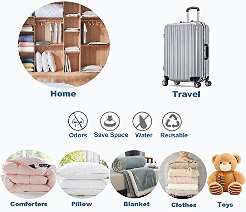 Vacuum Storage Bags Space Saving Bags for Comforters Clothes Pillow Bedding Blanket Storage, Free Travel Hand Pump Included, Double Zip Lock Seal & Leak Valve (4 Pack Medium - 28 * 20 inches)