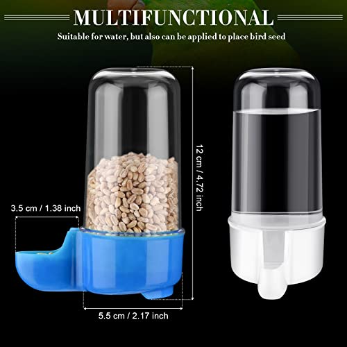 4 Pieces Automatic Bird Water Dispenser Bird Cage Waterer Feeder Bird Accessory Drinker Bottle for Hamster Parrot (Plain Color, 12 x 5.5 cm)