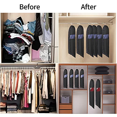 40‘’Garment Bags【3 Pack】Suit Bag for Storage Hanging Clothes Suitable for Storage of Dresses Suits Overcoats Garment Can Provide Neatness and Space-Saving for Your Wardrobe (Black, 40 × 24 Inch)
