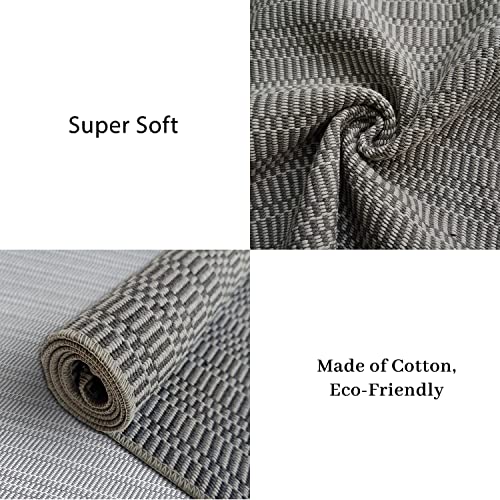 IOHOUZE Boho Kitchen Runner Rug -2'x6' Cotton Woven Indoor Outdoor Carpet Rugs Mats,Dark Grey Runners for Hallways, Machine Washable Runner Rug for Kitchen Bedroom Living Room Laundry Entryway