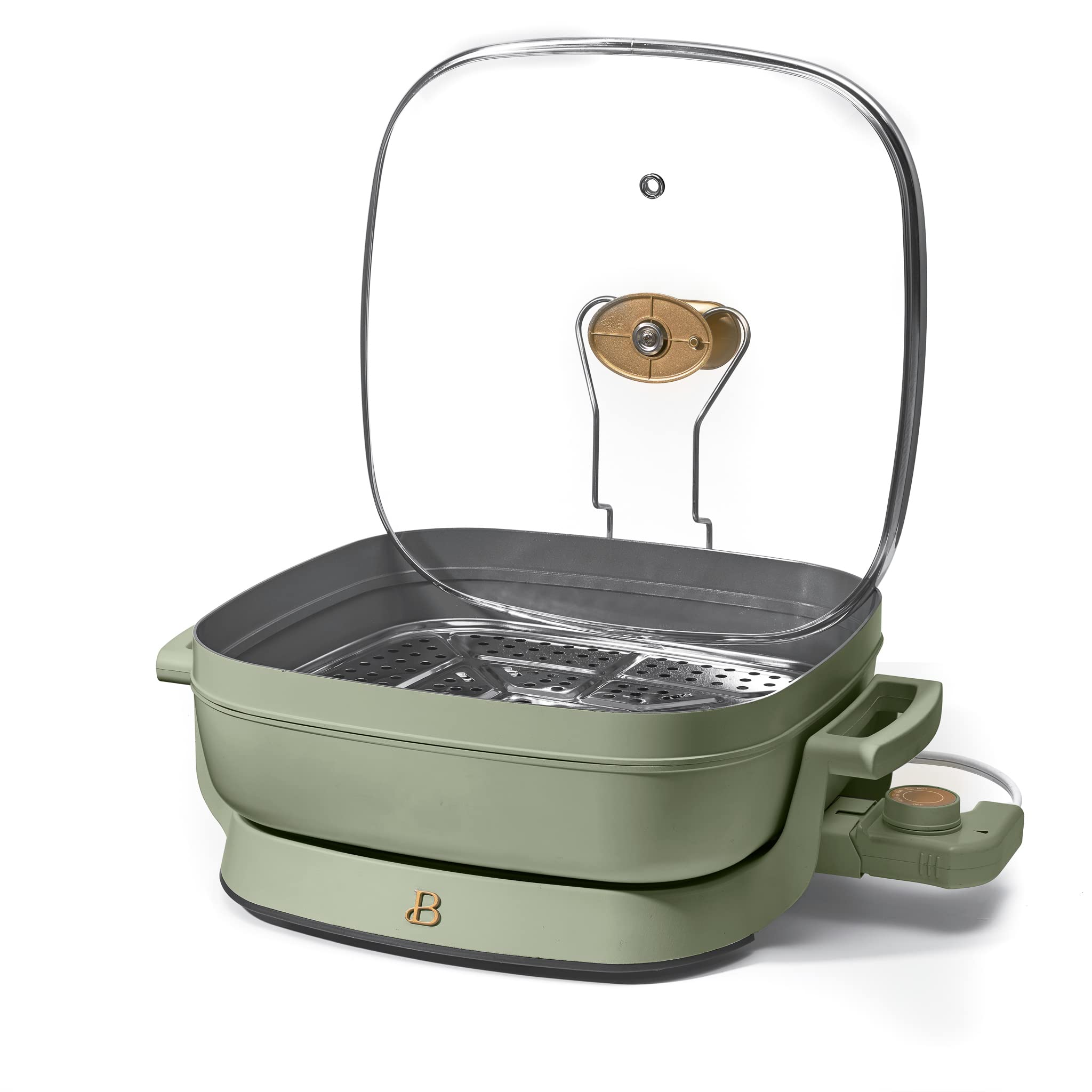 5-in-1 Electric Expandable Skillet, Sage Green by Drew Barrymore, Up to 7 QT