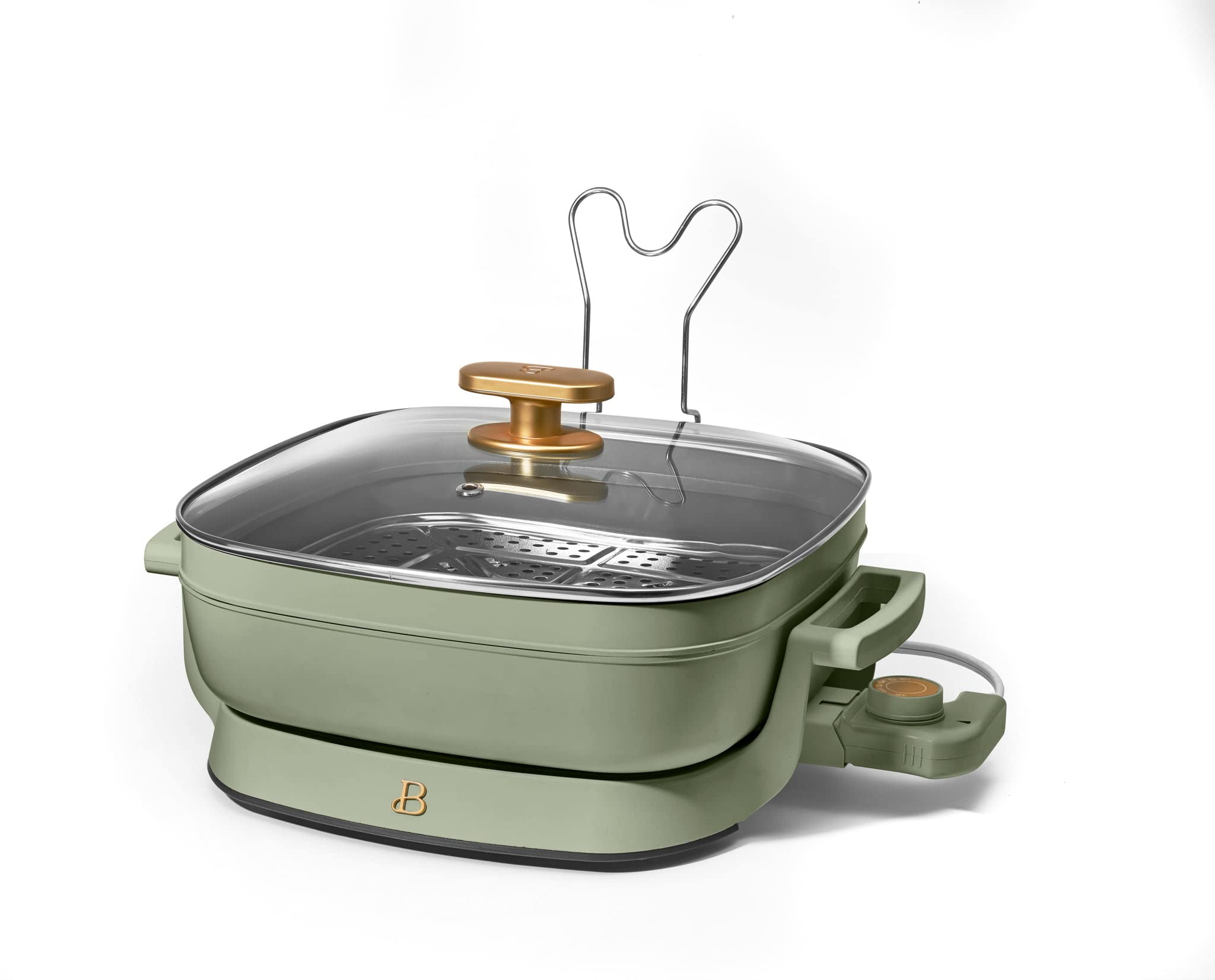 5-in-1 Electric Expandable Skillet, Sage Green by Drew Barrymore, Up to 7 QT