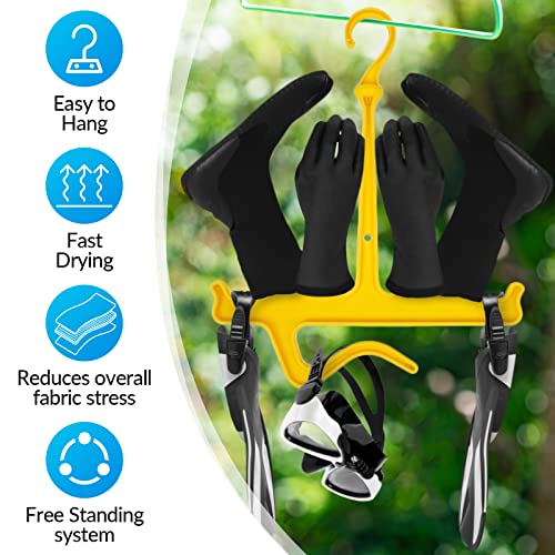 Generic Heavy Duty Diving Hanger Wetsuit Bootie Scuba Boots Gloves Dry Rack Deluxe Snorkeling Dry Drain Hangers for Camping Boating, Yellow