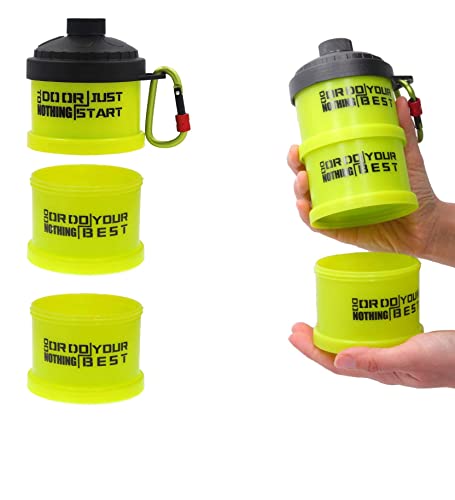 SPEQT Stackable Containers - Organizer for Snacks, Protein Powders, Nuts & Supplements - 3 Leak-Proof, Twist Lock Holders - Portable Storage for Office, Gym & Travel