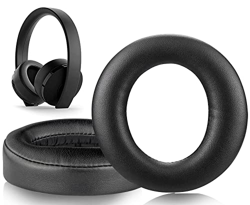 SOULWIT Protein Leather Ear Pads Cushions for Sony New Gold Wireless Playstation PS4 Headset, Replacement Earpads for 2018 Version, Headphone Model CUHYA-0080