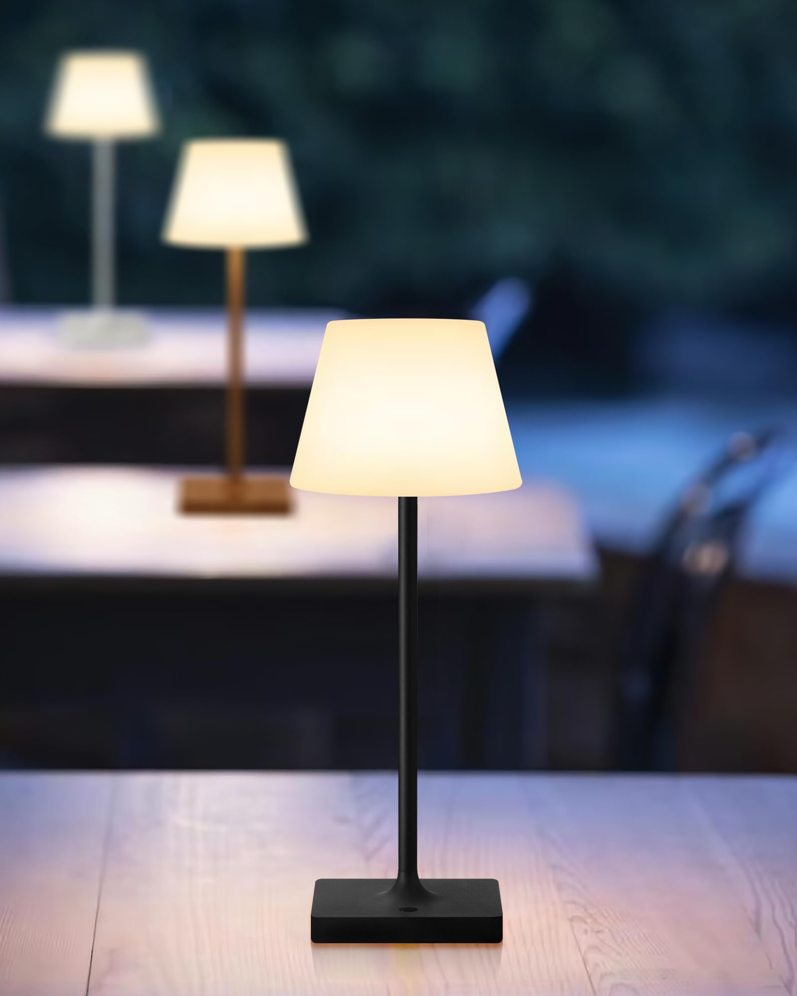VISDANFO Outdoor Cordless Portable Table Lamp,5000mAh Rechargeable Battery Operated Dimming LED Desk Lamp,IP44 Waterproof,Modern Night Light for Camping Restaurant Bedroom Bars Home Party(Black)