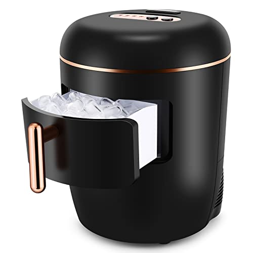 KUMIO Ice Maker Countertop, Retro Design Bullet Clear Ice 10pcs in 8Mins, 33Lbs/Day, 2.5Qt Water Reservoir & 2 Ice Size (S/L), Self-Cleaning Portable Ice Machine with Ice Basket and Scoops