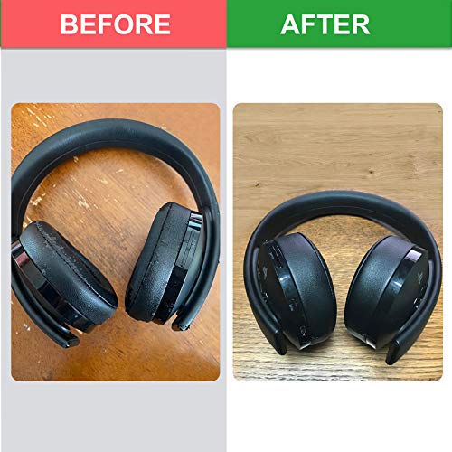 SOULWIT Protein Leather Ear Pads Cushions for Sony New Gold Wireless Playstation PS4 Headset, Replacement Earpads for 2018 Version, Headphone Model CUHYA-0080