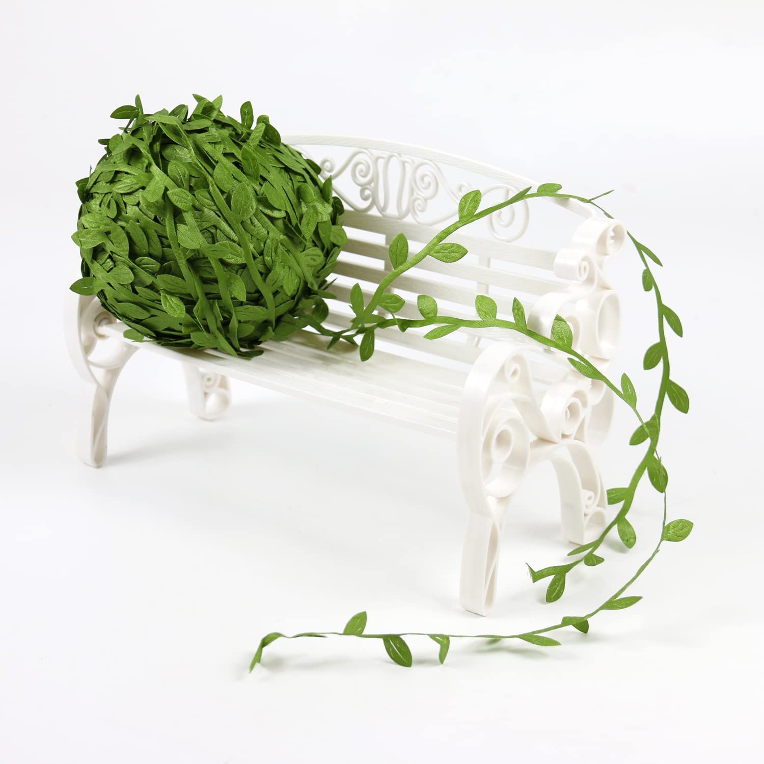Namzi 265Ft Leaf Ribbon, Artificial Vines Leaves String, Jungle Botanical Greenery, Fake Vines Olive Leaf Garland, for Party Wedding Garden Home Decoration and DIY Craft